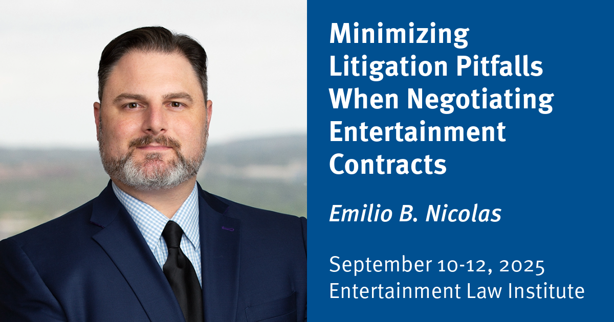 Emilio Nicolas to Present at the 35th Annual Entertainment Law ...